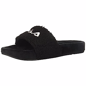 Fila Women's Fuzzy Slide Sandal, Black Red/White, 9
