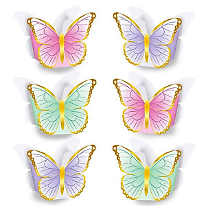 12 Pcs Butterfly Centerpieces Paper Boxes for Baby Shower Birthday Tea Party Favors Tables Decor Pink Purple Green Table Decorations for Flower Themed Party Supplies Bridal Wedding