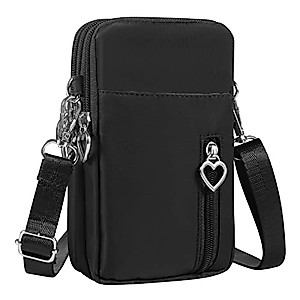 Small Crossbody Wallet Phone Bag Women Mini Shoulder Purse for iPhone 14 Pro Max 14 Plus iPhone 13 MIni 13 Pro Max 12 Pro Max XR 11 Pro Max X XS Max BLU Bold N2 G90 G91 TCL 30 Z 6.1 (Black)