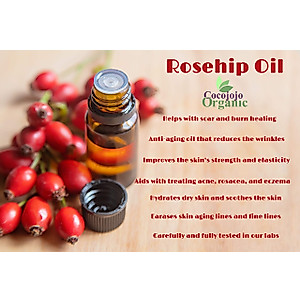 cocojojo Rosehip Oil for Face, Rose Oil for Face, Rose Hip Oil for Face, Rosehip Oil, Pure Unrefined Cold Pressed All Natural for Hair Skin Face Body Nails - 16 Oz