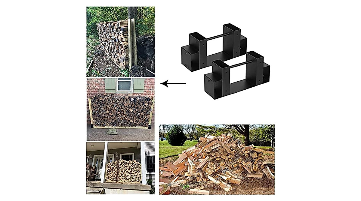 WANLISELL Firewood Log Bracket, 2 Pack Outdoor Firewood Rack Brackets ...