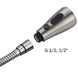 Pull Down Faucet Spray Head, Kitchen Faucet Head Replacement Parts, 3-Function Kitchen Sink Faucet Kitchen Faucet Sprayer Head Replacement Kitchen Sink Spray Nozzle, Brushed Nickel