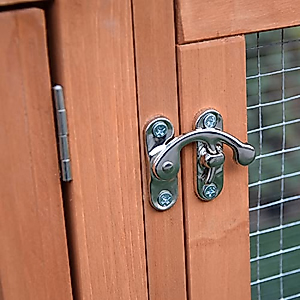 Pawhut 62" Outdoor Rabbit Hutch with Run, Guinea Pig Pet House Bunny Cage with Pull Out Tray, Waterproof Roof