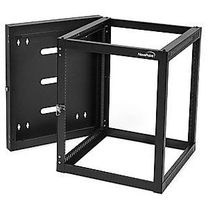 NavePoint 12U Wall Mount Server Rack with Hinged Back, 4-Post 24” Deep, Rear Swing Frame 12U Network Rack Wall Mount for 19 Inch Equipment AV IT Easy Cable Management, Black