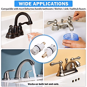 RP25513 Faucet Stem Assembly Compatible with Delta Two Handle Faucet Repair Kit with RP4993 Rubber Seat and Spring, Replacement Stems Cartridges for Delta Bathtub Shower Sink Bathroom Faucet, 2-PACK