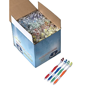 natraco Bulk Toothbrush Pack with Covers | Premium Quality Individually Wrapped Colorful Tooth Brushes | Medium Soft Bristles for Travel, Donations, Hotels (100)