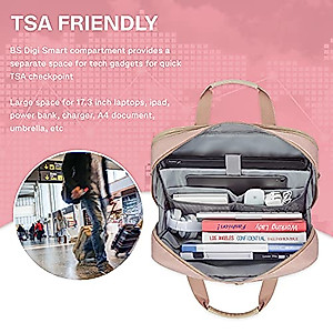 BAGSMART 17.3 Inch Laptop Bag, Large Expandable Briefcase for Women Business Office Travel Computer Bag Shoulder Bag Water Resistant Anti Theft Durable,Pink