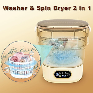 SWOJG Portable Washing Machine 15L with Spin Dry, Small Compact Washer, Lavadora Portatil with 3 Modes Deep Cleaning for Underwear, Baby Clothes, Socks, Apartment, Dorm RV Camping Travel Laundry