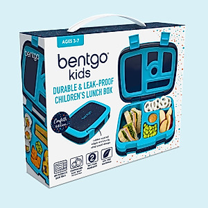 Bentgo Kids 5-Compartment Lunch Box - Confetti Design for School, Ideal for Ages 3-7, Leak-Proof, Drop-Proof, Dishwasher Safe, & Made with BPA-Free Materials (Confetti Edition - Abyss Blue)