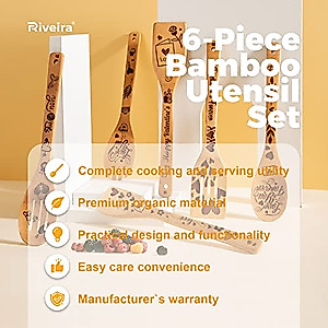 Riveira 6-piece Wooden Spoons For Cooking, Unique Valentines Day Gifts For Her, Valentines Day Gifts For Mom, Valentines Day Gifts For Girlfriend, Valentines Day Kitchen Decor - Valentines Decorations