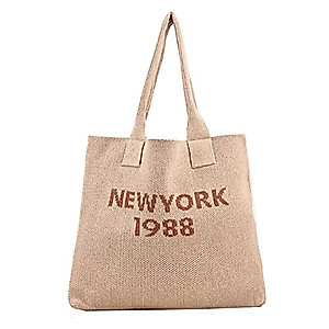 Fairy Grunge Grapheme Crochet Tote Bag Trendy Hobo Bag Cutecore Shoulder Bag Knitted Handbags Y2K Aesthetic Acceaaories (Apricot)