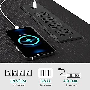 YITAHOME LED Television Stands w/Power Outlets for 70/65 inch, Modern Industrial TV Stand, Entertainment Center w/Open Storage TV Table, Entertainment Center for 360lbs for Living Room,Black