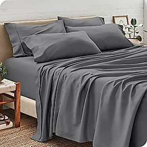 Bare Home California King Sheet Set - 6 Piece Set - Hotel Luxury Bed Sheets - Ultra Soft - Deep Pockets - Easy Fit - Cooling & Breathable Sheets - Wrinkle Resistant - Grey - Cal King Sheets - 6 PC