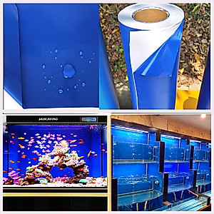 SB little Aquarium Background Sticker Decoration for 20-30 Gallon Fish Tanks, Black Blue White (17x34in / 43x87cm) (Black)