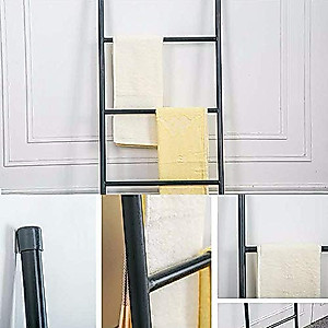Metal Bath Towel Ladder Black, Wall-Leaning Drying Rack 6 Levels Blanket Holder Stand Living Room Use to Display Towel, Quilt, Clothes and Newspapersgold