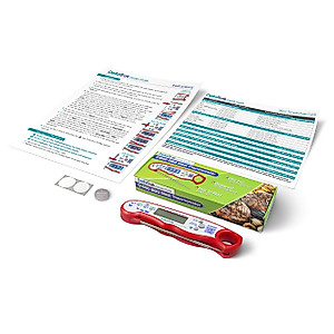 DeltaTrak Professional Digital Instant Read Meat Thermometer for Kitchen Food Cooking, Grill ,BBQ, Smoker, Deep Frying ,Candy, Waterproof , Red Q1000