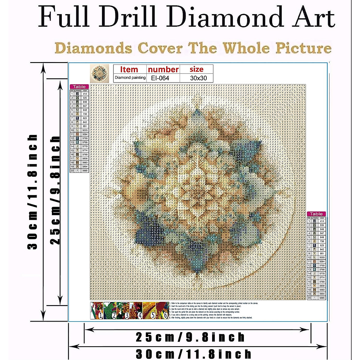 EIBEILI Diamond Painting Kits for Adults, Mandala DIY 5D Diamond Art Kits for Kids Diamond Dots for Adults Clearance Full Drill Crystal Craft Kits for Home Wall Decor Gifts 11.8x11.8 inch