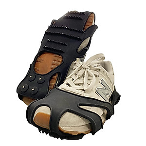 THUNDERBAY Ice Cleats Traction Snow Grips for Boots Shoes Women Men Kids Anti Slip for Hiking Fishing Walking Climbing Mountaineering (Medium-6 Spikes)