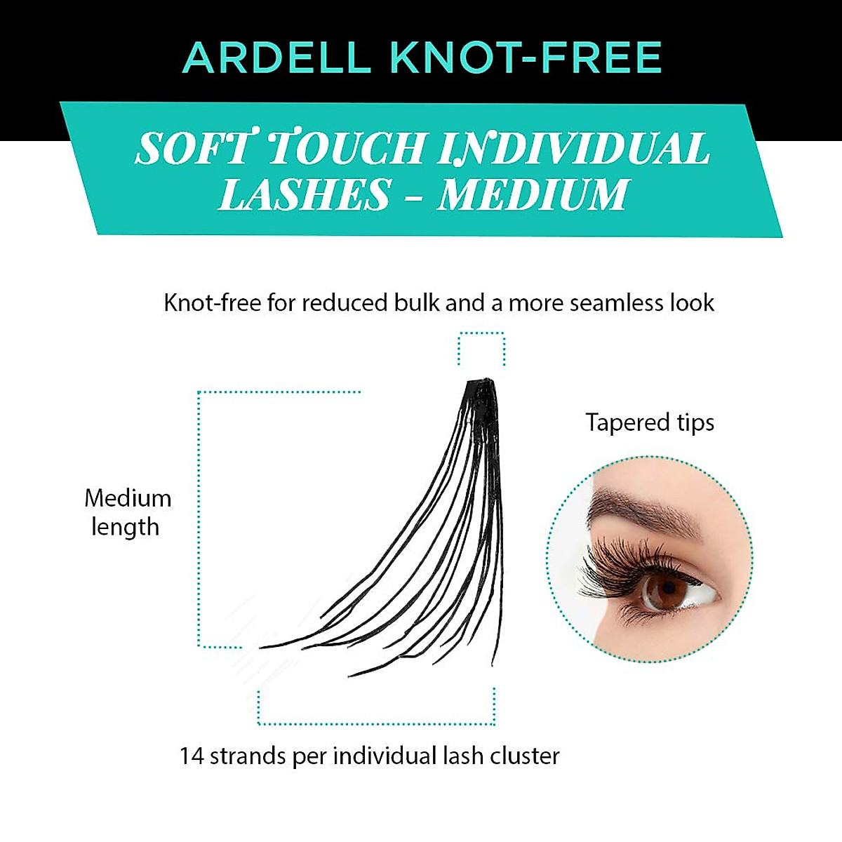 Ardell False Eyelashes Soft Touch Individuals Knot-Free Medium Black 4 Pack