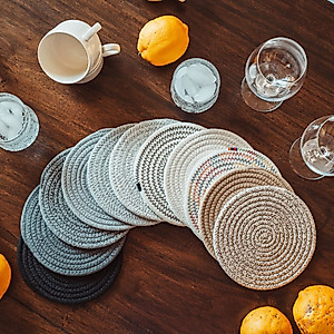 OrganiHaus Set of 3 Brown Farmhouse Hot Pads for Kitchen | 7" Cotton Pot Holders for Hot Plates to Protect Table | Hot Pads for Countertops | Trivets for Hot Dishes | Trivets for Hot Pots and Pans