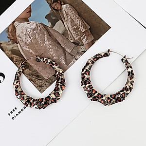 VOYOMI Leopard Hoop Earrings for Women - Large Statement Geometric Circle Earrings,Drop Dangle Earrings Fashion Jewelry for Girls, Great as Gifts (Leopard Large)