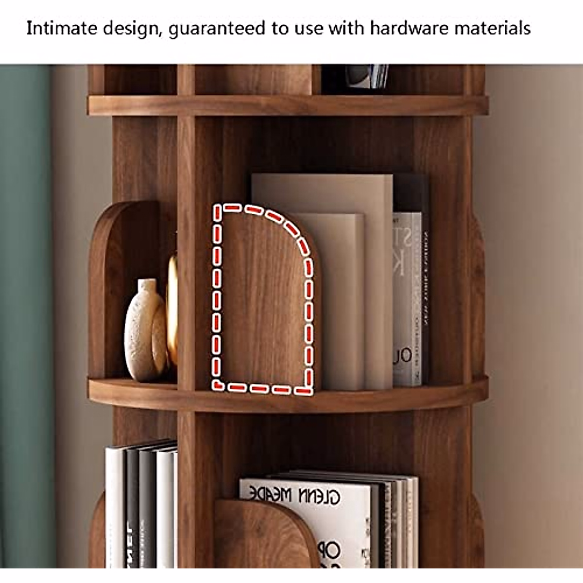 Bookcases Creativity Corner Shelf Bookshelf Solid Wood Revolving Floor Standing Children Living Room 360 Degree Rotating Storage HAOHAOMAI, Brown, 39x99cm