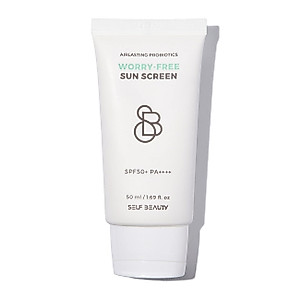 SELF BEAUTY Ultra Lightweight Mineral Facial Sunscreen SPF 50 1.69 fl.oz - Broad Spectrum PA++++ Korean Skincare No-White Cast Non-Greasy Hydrating Face with Hyaluronic Acid Sheer Tinted 50ml