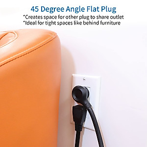 Extra Long Extension Cord Bundle, NTONPOWER Flat Plug Power Strip with USB Ports 3 Outlets, Compact Desktop Charging Station with Switch for Home, Office, TV, Nightstand, Dorm Room Essentials, Black