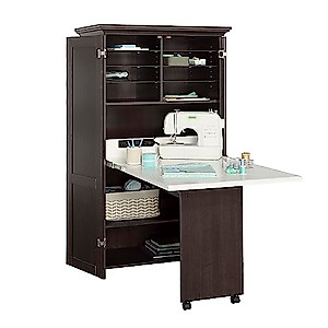 Sauder Miscellaneous Storage Craft & Sewing Armoire, L: 35.12" x W: 21.81" x H: 61.58", Dakota Oak