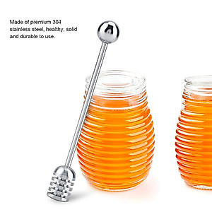 Honey and Syrup Dipper Stick, Server Honey Spoon 304 Stainless Steel Wand for Honey Pot Jar Containers 6.3 Inch