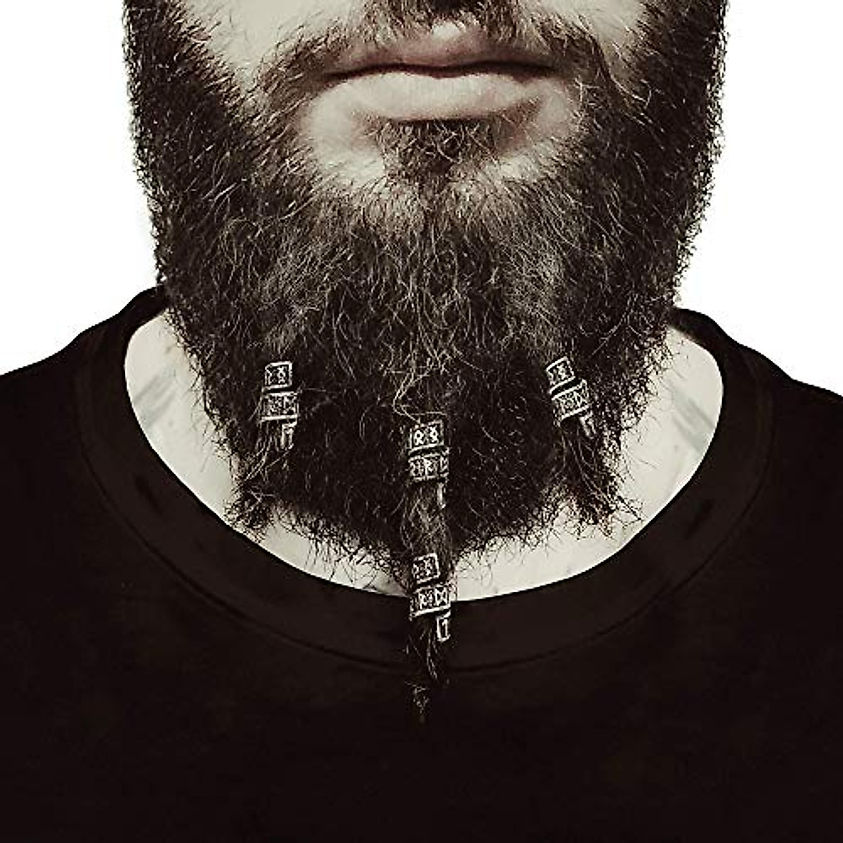 Viking Rune Beard Bead Coil Set (4-Pack) - Norse Rings for Hair, Dreads & Beards