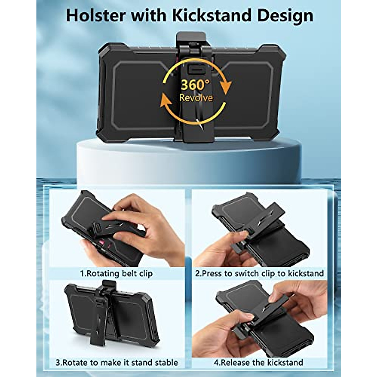 SOiOS for Samsung Galaxy A53 5G Case: with Built-in Screen Protector & Kickstand | Full-Body Dual Layer Rugged Belt-Clip Holster | Heavy Duty Shockproof Protective Phone Cover - 6.5inch - Black