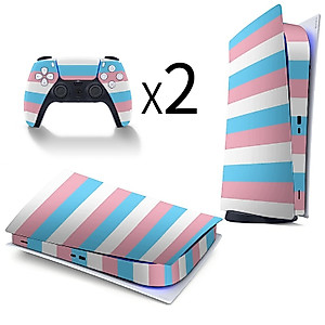 Transgender Flag Pride 3pcs Whole Body Decal Cover Sticker for PS5 Digital Edition for PS5 Console and Controller