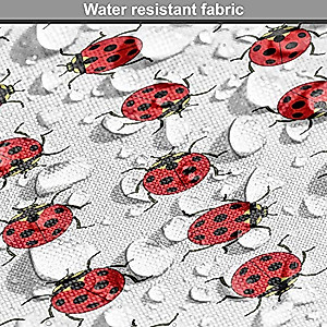 Ambesonne Ladybugs Fabric by The Yard, Ladybugs Pattern Bunch of Bugs Infinite Speckled Marked Insect Theme Playroom, Decorative Fabric for Upholstery and Home Accents, 1 Yard, White Red