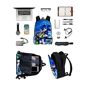 KAAUSE Cartoon 3PCS Backpack Travel Backpack school Backpack for Teen Boys and Girls Game Fans Gift Blue-One Size