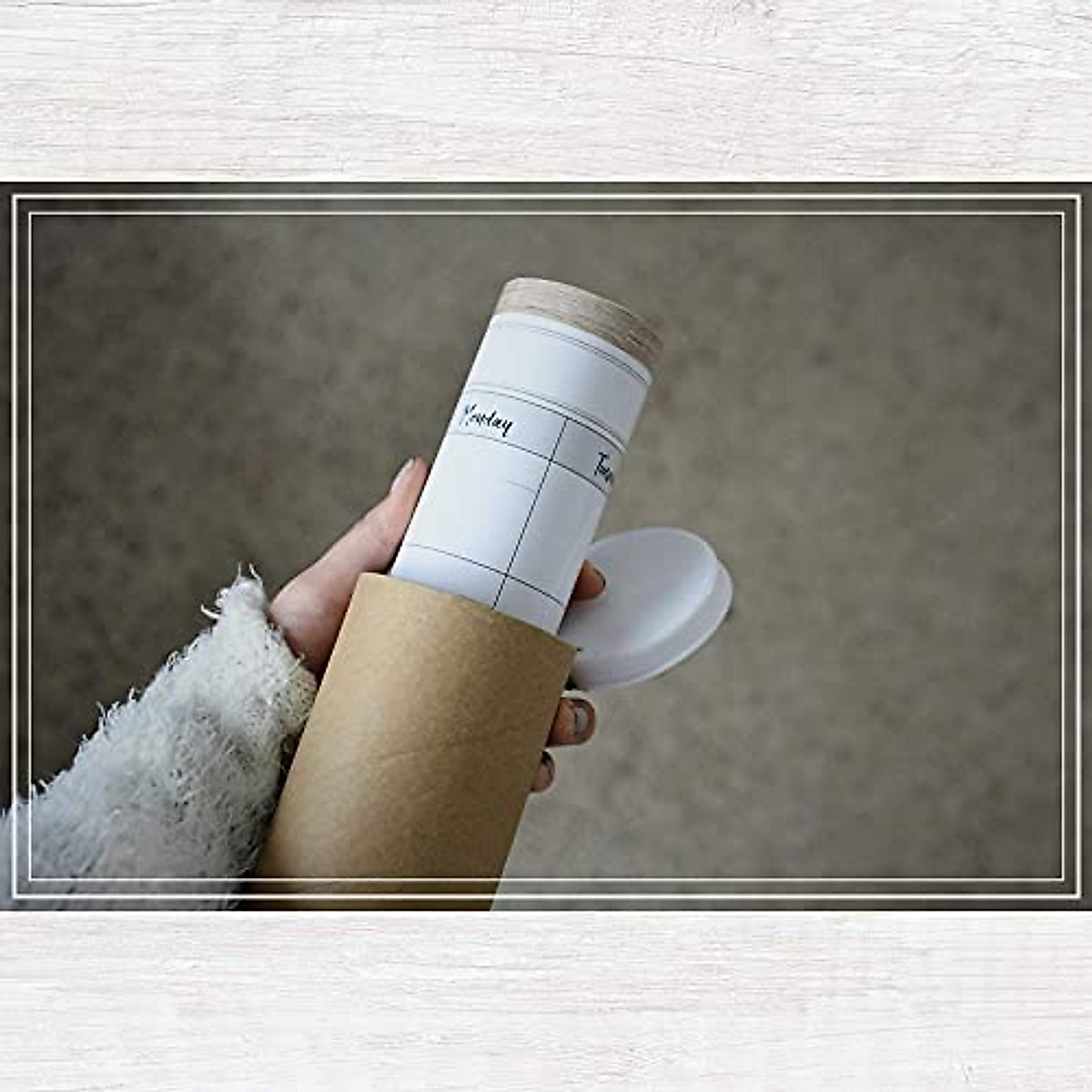 EXODUS Dry-Erase Magnetic Fridge Calendar Complete Set with 2 Fine-Tip Black Markers 12”x16” Premium Quality Dry Erase Film, Monthly Planning and Family Schedule Organizer, Rustic Wood-Design Border