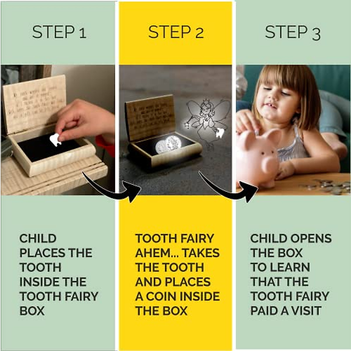 Mikutowski Woodworking Name Customized Tooth Fairy Box for Boys and Girls - Made in USA Customized Baby Teeth Keepsake Wooden Holder for Kids Tooth - Shower Birthday Gift Idea (TFB-01)