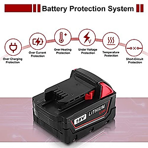 【2-Pack 18V 6.0Ah】Lithium Replacement Battery Compatible with Milwaukee 18V Battery for M18 Battery 48-11-1820 48-11-1850 48-11-1815 48-11-1852 48-11-1822 48-11-1828 48-11-10 48-11-1811 48-11-1840