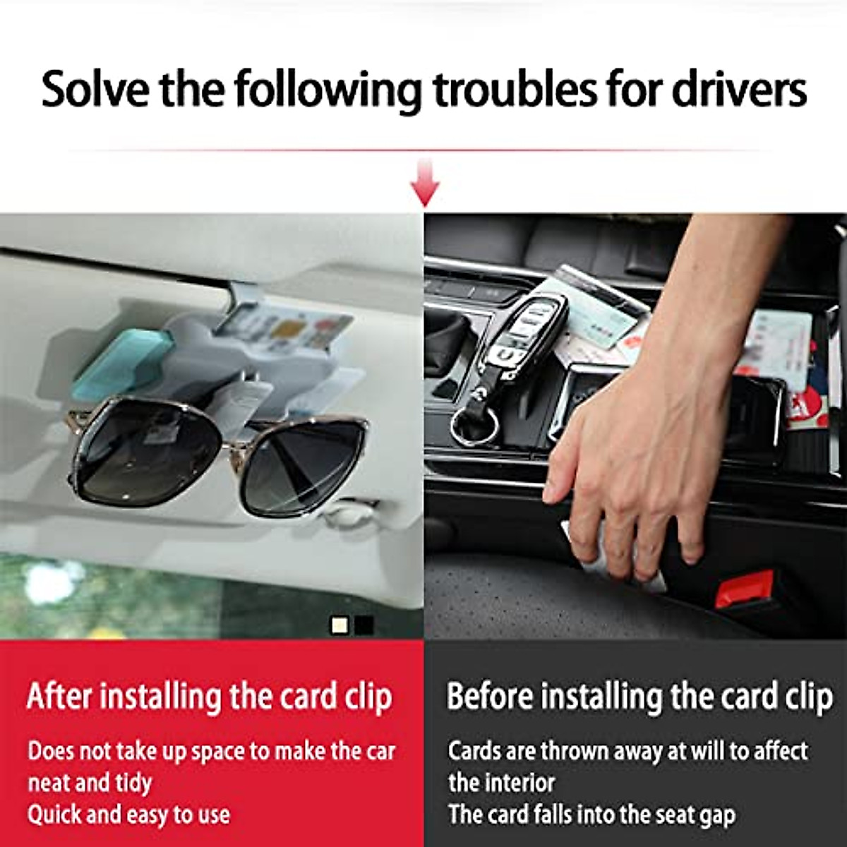 Moly Magnolia Sunglasses Holder for Car, ABS Plastic Eyeglasses Hanger Clip, Slots Visor Clip for Vehicle Accessories Storage Ticket Card Mounter, Suitable for SUV Pickup Truck All Models (Gray)