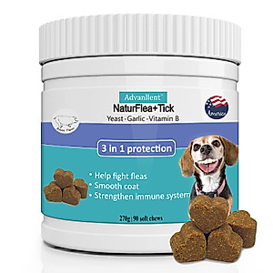 Advanllent Flea & Tick Prevention Supplement - Natural & Functional Flea Treatment for Dogs Soft Chew - Help with Dog Flea and Tick Treatment, Coat Smooth, Immune Health - 90 Count Flea Chewables