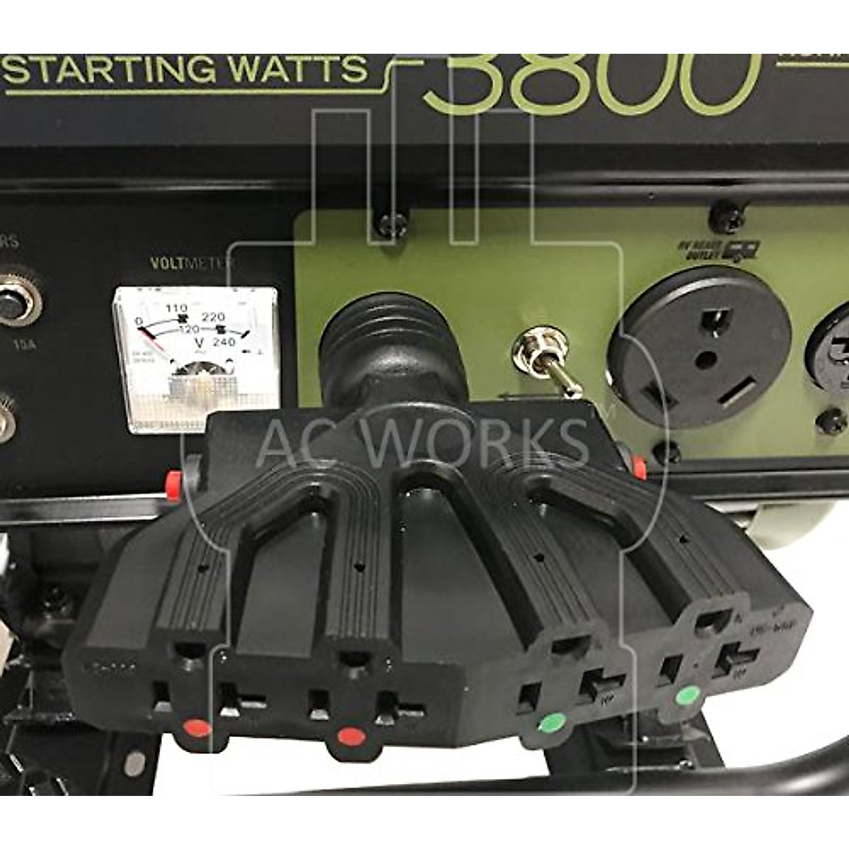 AC WORKS L14-30 30Amp 4-Prong Locking Generator Distribution Cord (L14-30 to Four 15/20A Household with Breaker)