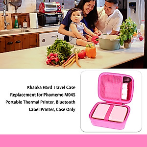khanka Hard Travel Case Replacement for Phomemo M04S Portable Thermal Printer, Bluetooth Label Printer, Case Only (Pink)