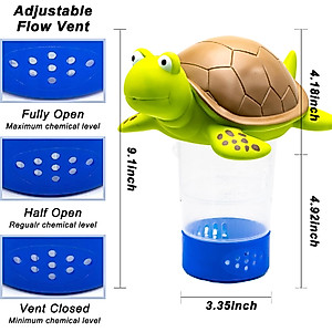 WWD POOL Premium Chlorine Floater, Animal Floating Pool Chlorine Dispenser for Chemical Tablets Fits 3 Inch Tabs Bromine Holder(Turtle)