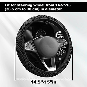 Elastic Stretch Steering Wheel Cover, 15 Inch Universal Anti-Slip Car Steering Wheel Cover for Auto Truck Van SUV, Warm in Winter and Cool in Summer, Odorless,Easy Carry (Black)