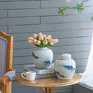 A&B Home Koi Lids, Small, Set of Two Jar, Set of 2, Blue