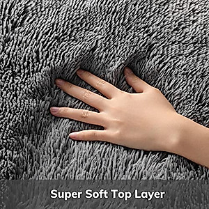 Ophanie Living Room Rugs 5x8 Grey, Fluffy Shag Fuzzy Plush Soft Throw Area Rug, Gray Large Shaggy Floor Big Carpets for Bedroom, Kids Home Decor Aesthetic, Nursery