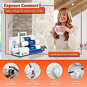 Express Water – Countertop Reverse Osmosis Water Filtration System – 4 Stage RO Water Filter with Faucet – Simple Set Up Faucet Filter