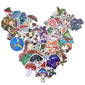 Indie Stickers,Cute Frog Mushroom Cottagecore Decor,Cottage Core Weirdcore Aesthetic Gifts,Mushrooms Stuff Kidcore Fairycore Kawaii Weird Things for Water Bottles/Laptop, 50 Pcs, multicolor, 50-80mm