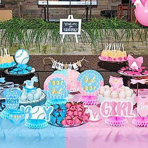 OSNIE 12 Pcs Baby Gender Reveal Honeycomb Centerpieces Table Toppers Blue and Pink Gender Reveal Party Decorations Supplies for Unisex He or She Boy or Girl Baby Shower Pregnancy Announcements Decor