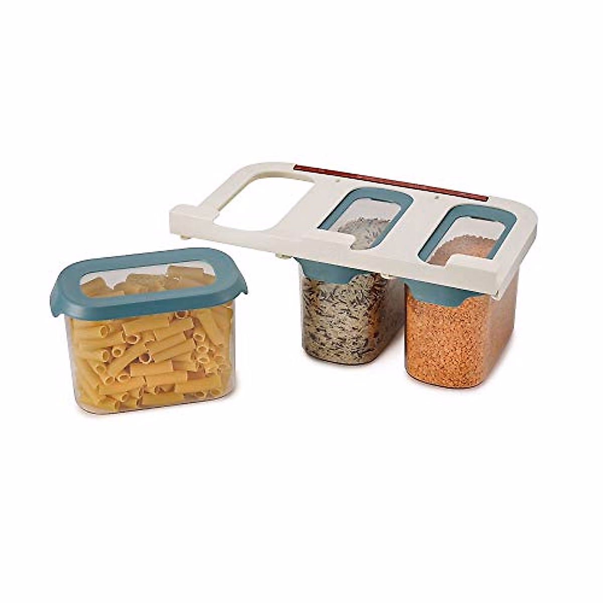 Joseph Joseph CupboardStore Airtight Easy Pour Food Container 3M Tape Undershelf Storage Hanger, 3-Piece Set - Large, Opal